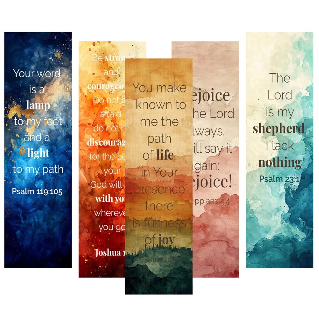 Printable Christian Bookmarks | 5 Bible Verse Designs | Instant ...