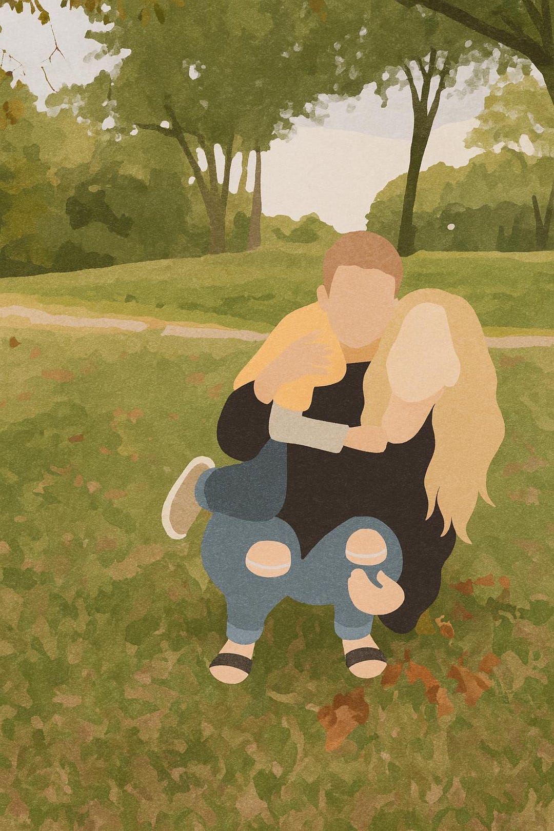 Custom Faceless Portrait – Digital Art Print, Minimalist Illustration ...