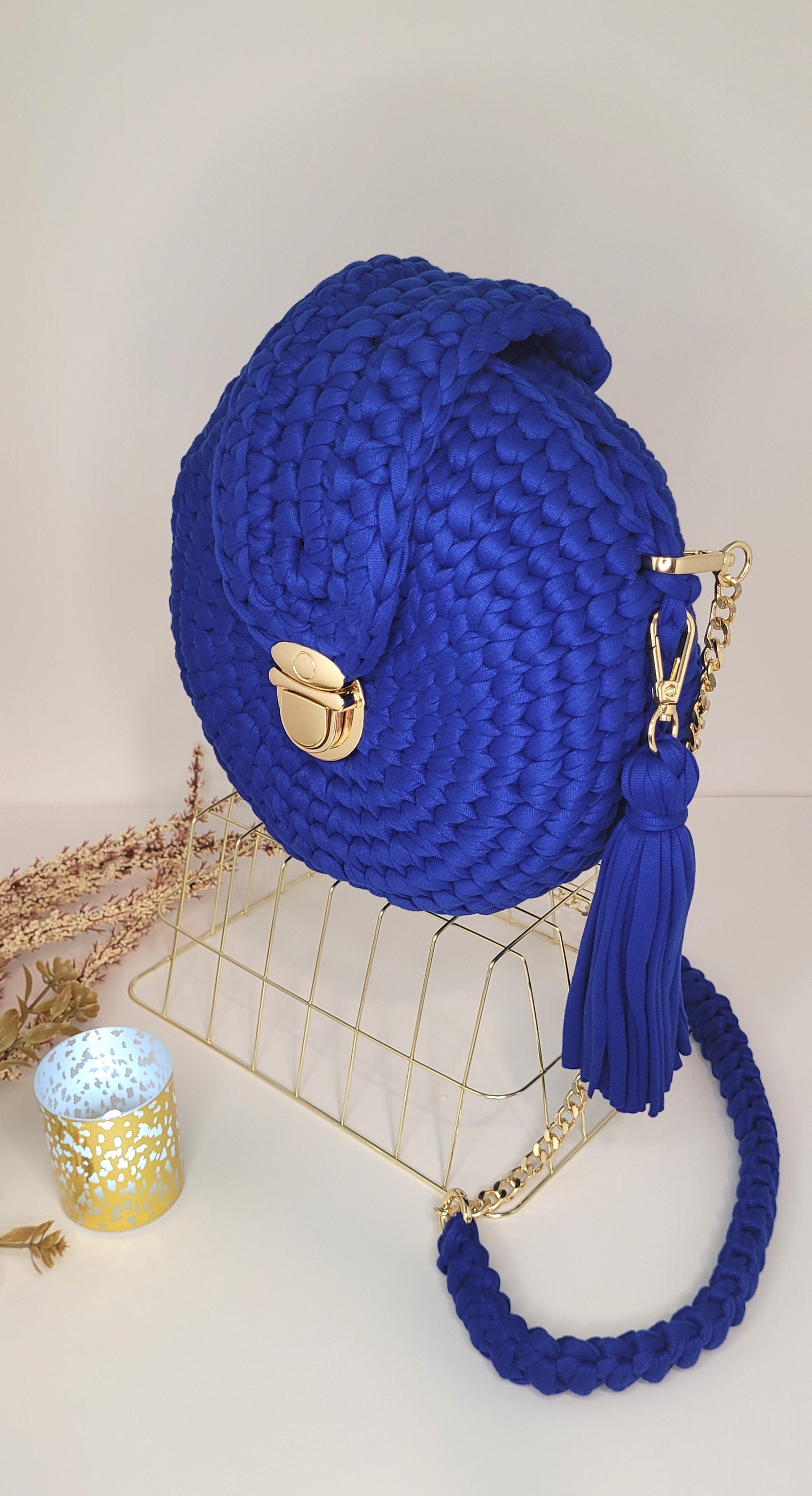 Blue Crochet Bag, Shoulder Bag, Crossbody Bag, Handmade, Crochet Bag, T ...
