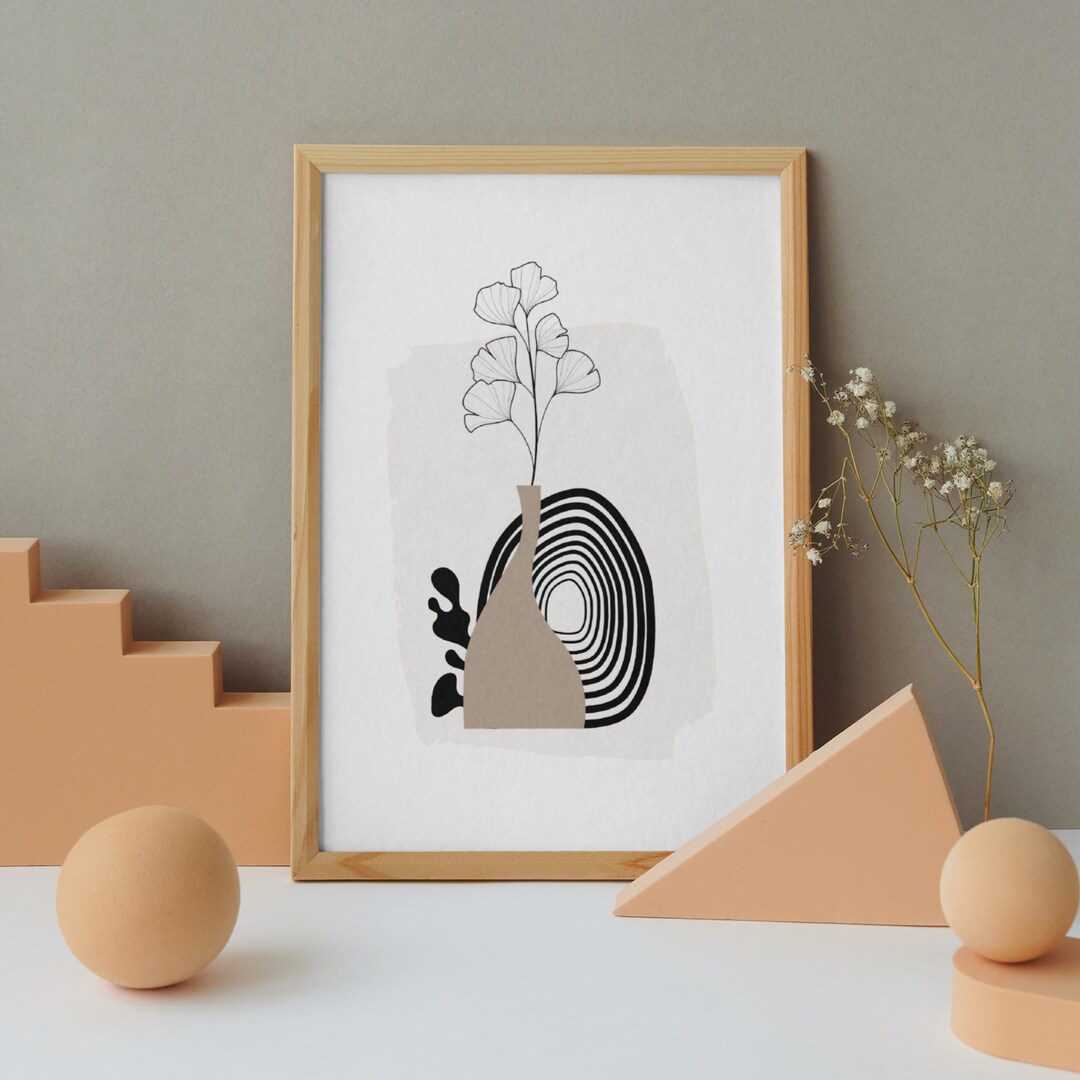 Minimalist Line Art Abstract Printable Art, Neutral Toned Design ...