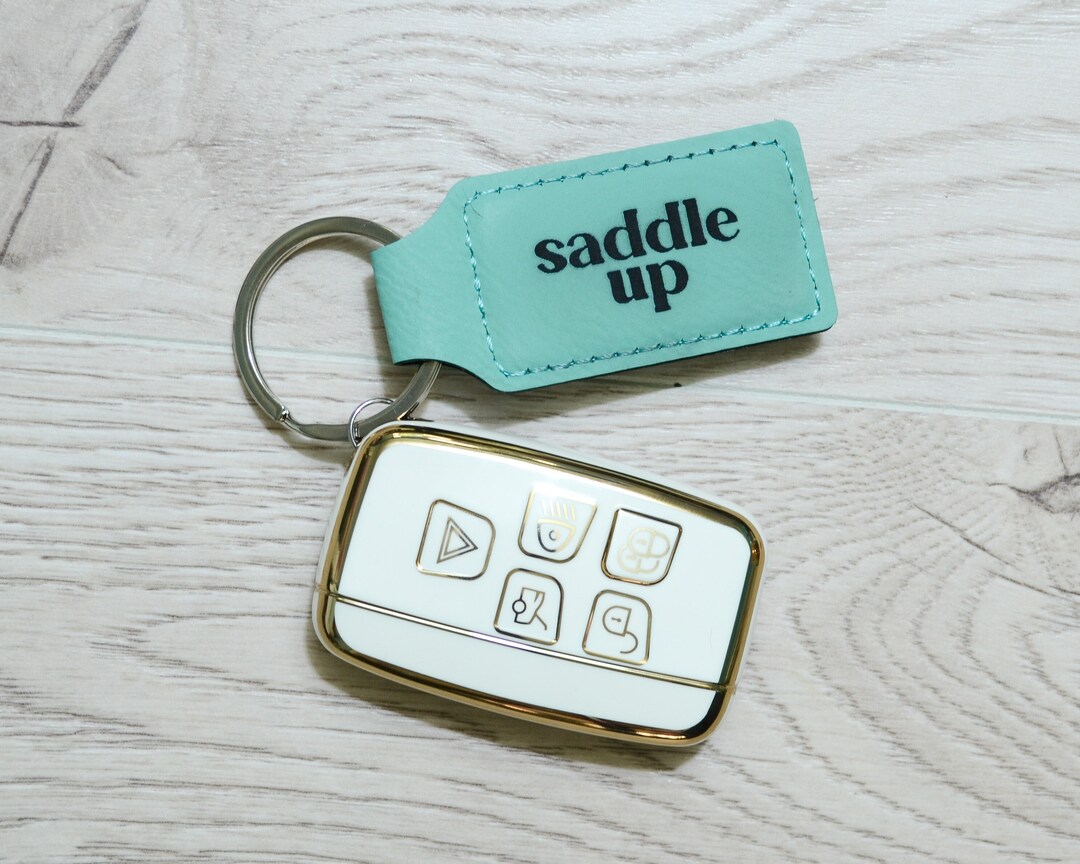 Saddle up Keychain Vegan Leather Key Fob Engraved Key Chain Gift for ...