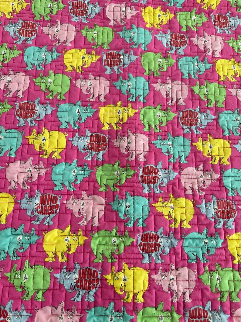 Dr. Seuss Horton the Elephant Baby Quilt, Handmade With Pipping Quilting Pattern. - Etsy