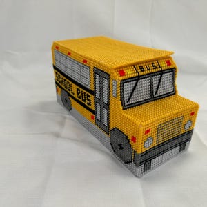 School Bus Storage Box. Handmade Plastic Canvas School Bus Storage Box ...