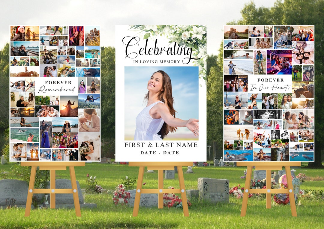 Funeral Photo Collage Sign Template Customize Memorial - Etsy