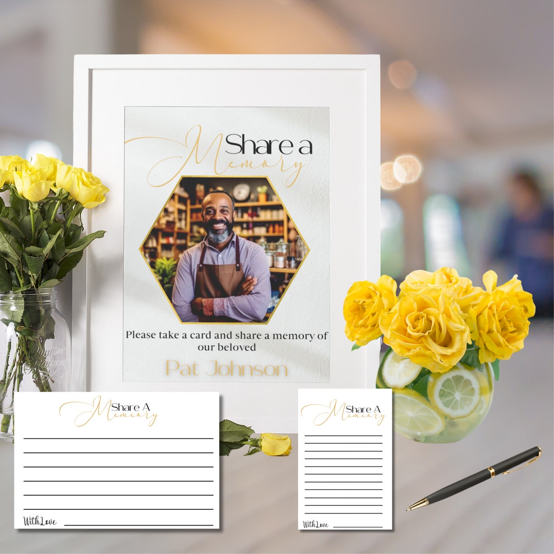 Funeral Share A Memory Card, Memorial Memory Card Template, Customize ...