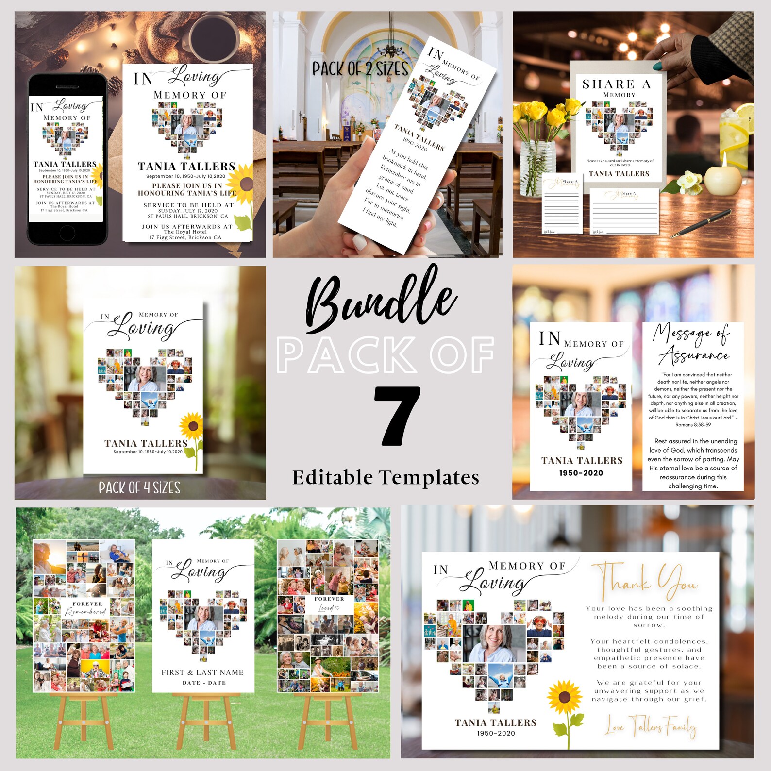 BUNDLE PACK SET, Editable Funeral Bundle, Funeral Program Bundle ...