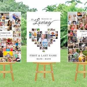 Photo Collage Memorial Sign, Digital Funeral Picture Board, Multiple ...