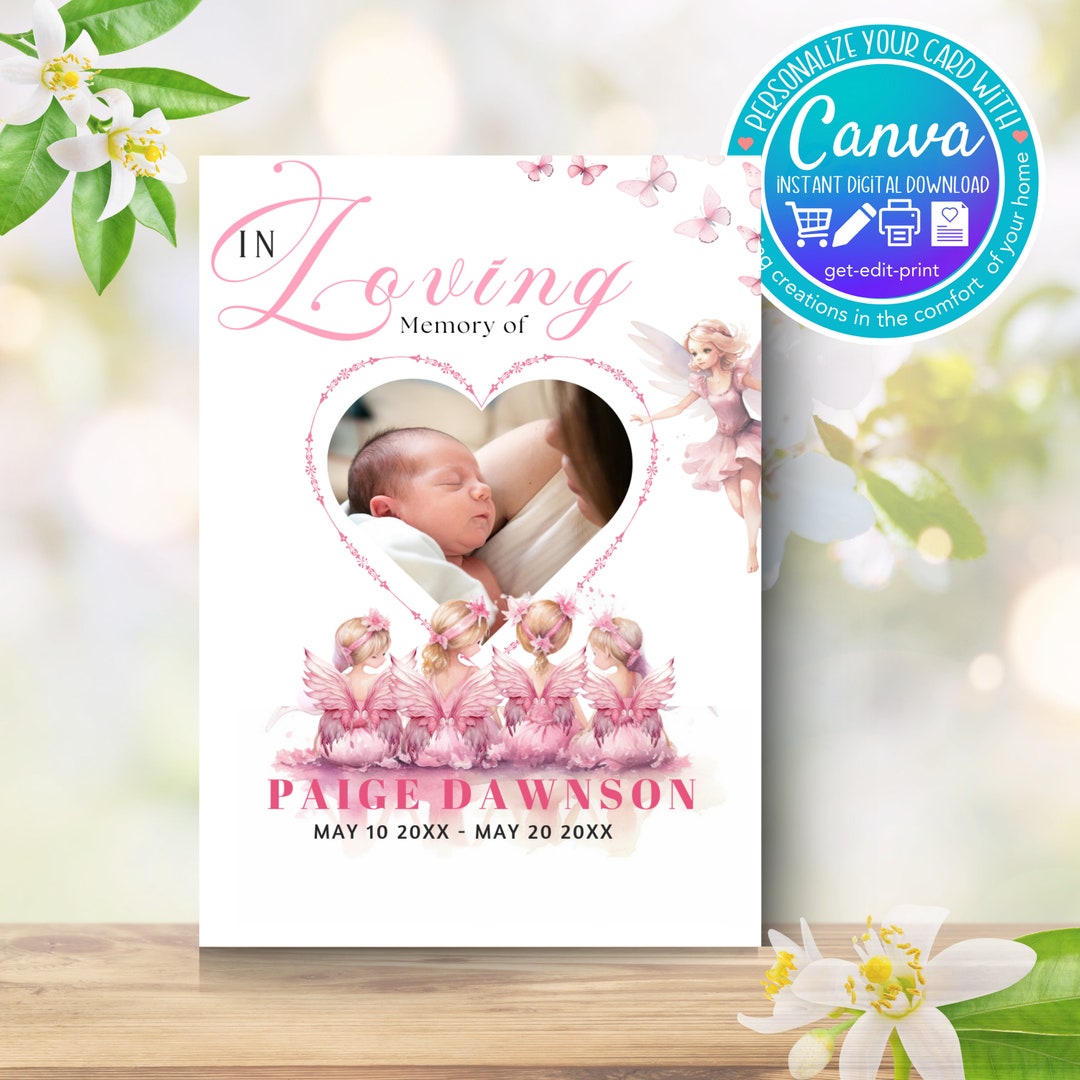Baby Angel Funeral Program Template Celebration of Life - Etsy