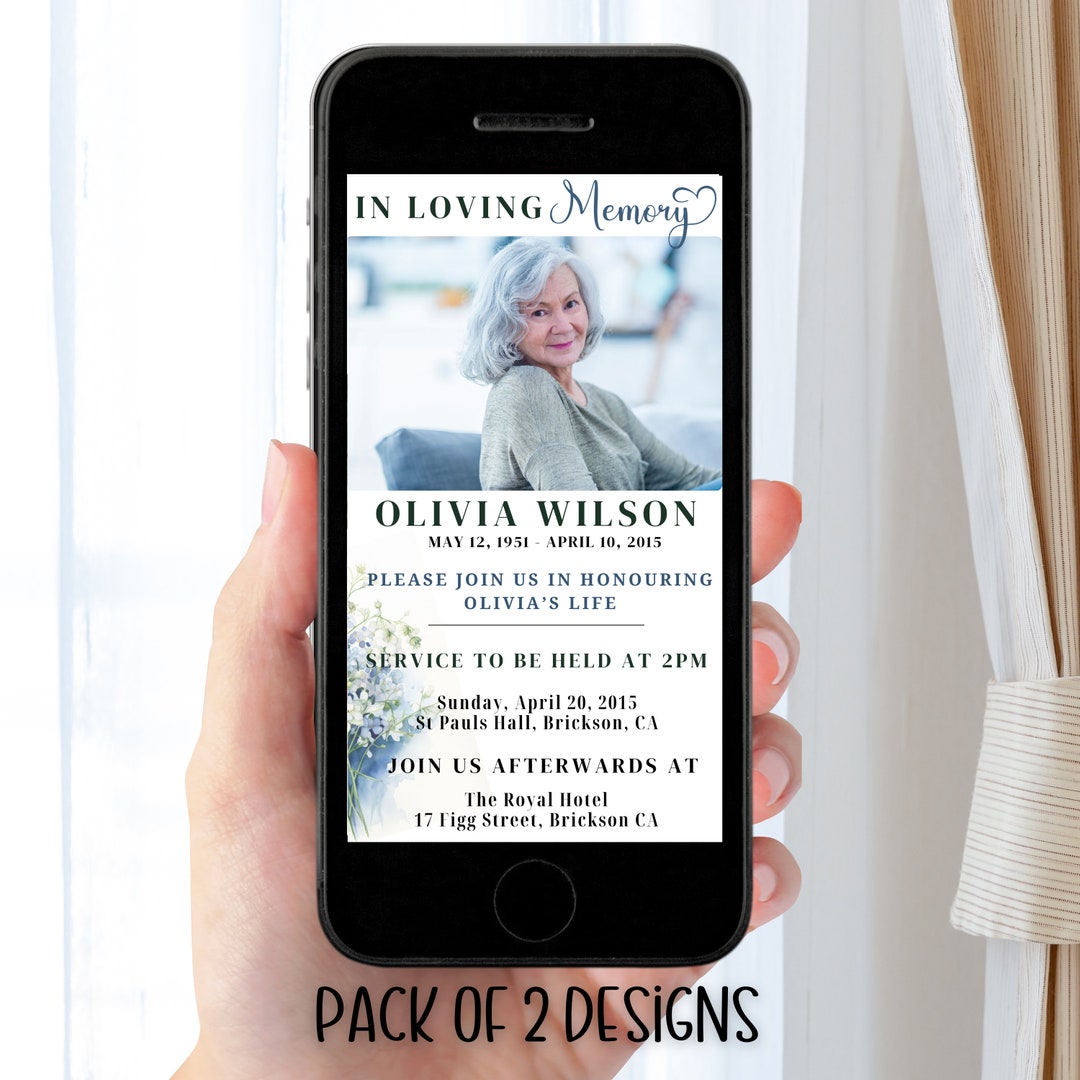 Funeral Digital Invitations Templates, Memorial Electronic Evite Cards ...
