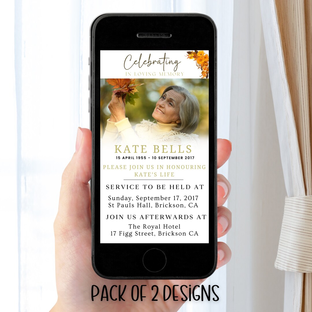 Funeral Printable Invitation, Electronic Funeral Evite, Customize ...