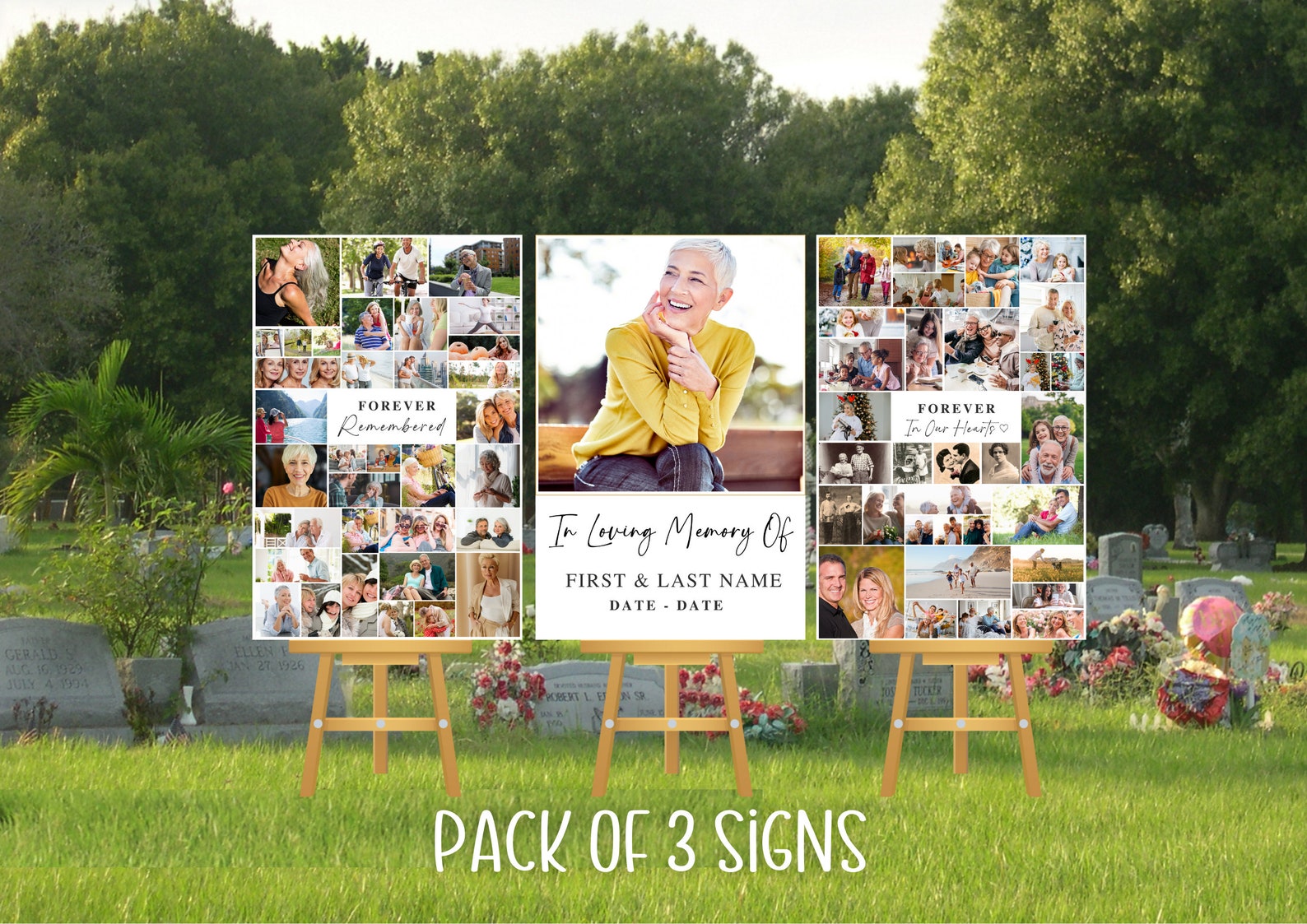 Funeral Photo Collage Sign, Customize Funeral Board Template, Memorial ...