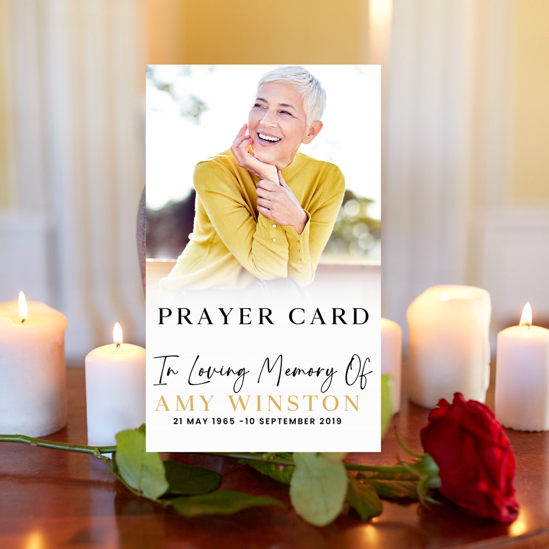 Funeral Prayer Card, Memorial Procession Prayer Card, Printable Prayer ...