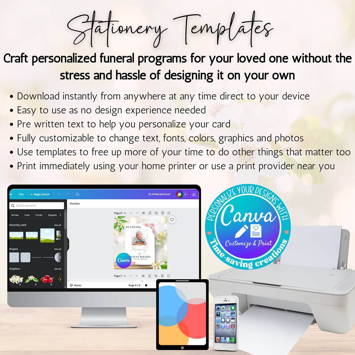 Funeral Prayer Cards, Memorial Prayer Card Templates, Printable ...