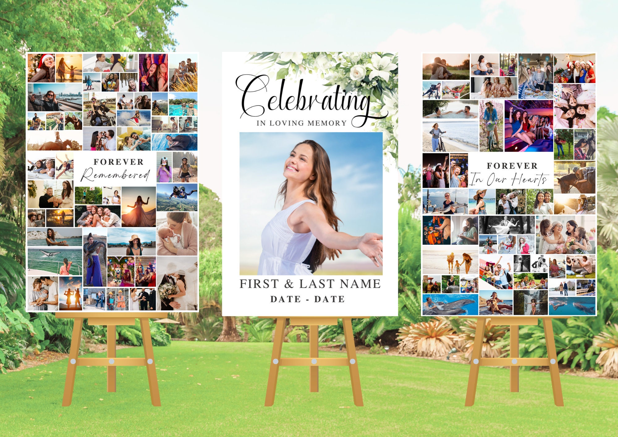 Funeral Photo Collage Sign Template, Customize Memorial Poster ...