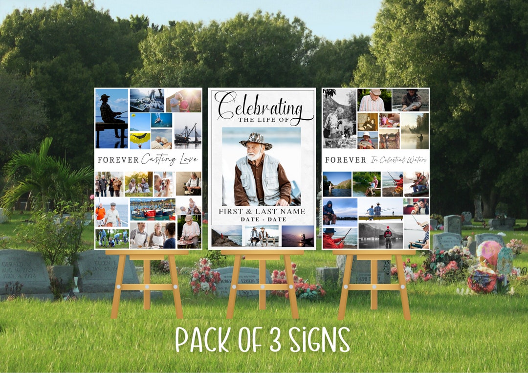 Funeral Photo Collage Sign, Memorial Service Sign Templates ...
