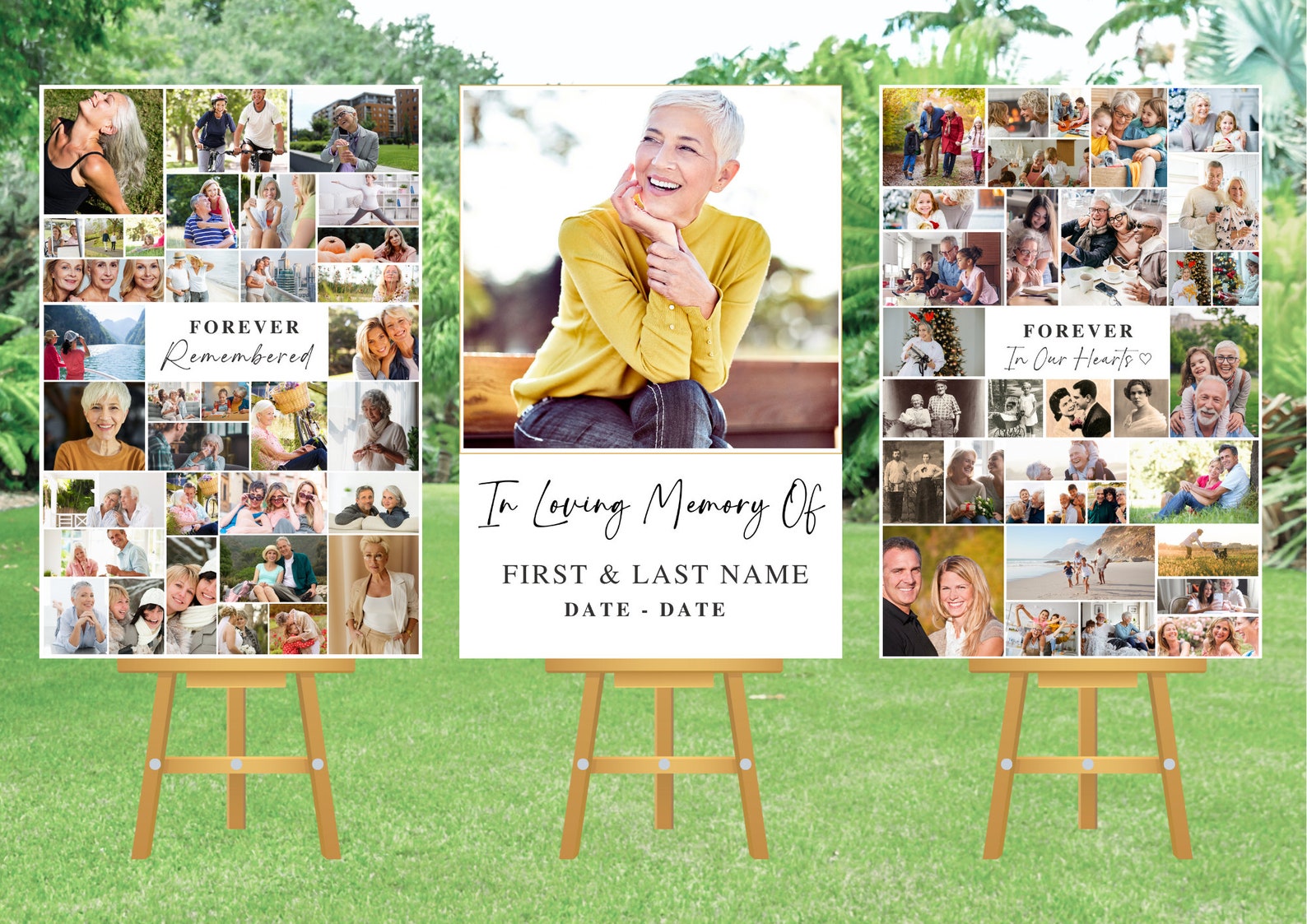 Funeral Photo Collage Sign, Customize Funeral Board Template, Memorial ...