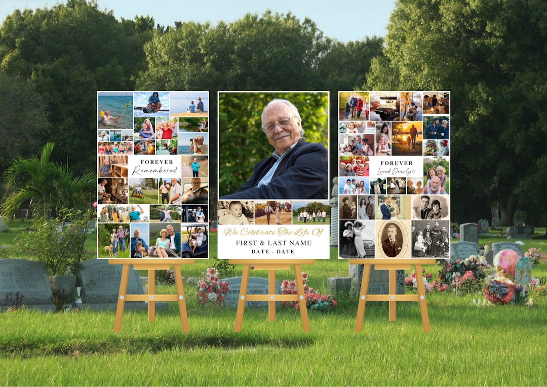 Funeral Photo Collage Sign Memorial Grid Frame Template DIY - Etsy