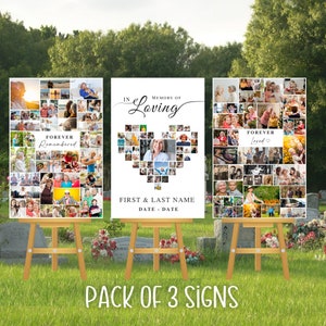Photo Collage Memorial Sign, Digital Funeral Picture Board, Multiple ...
