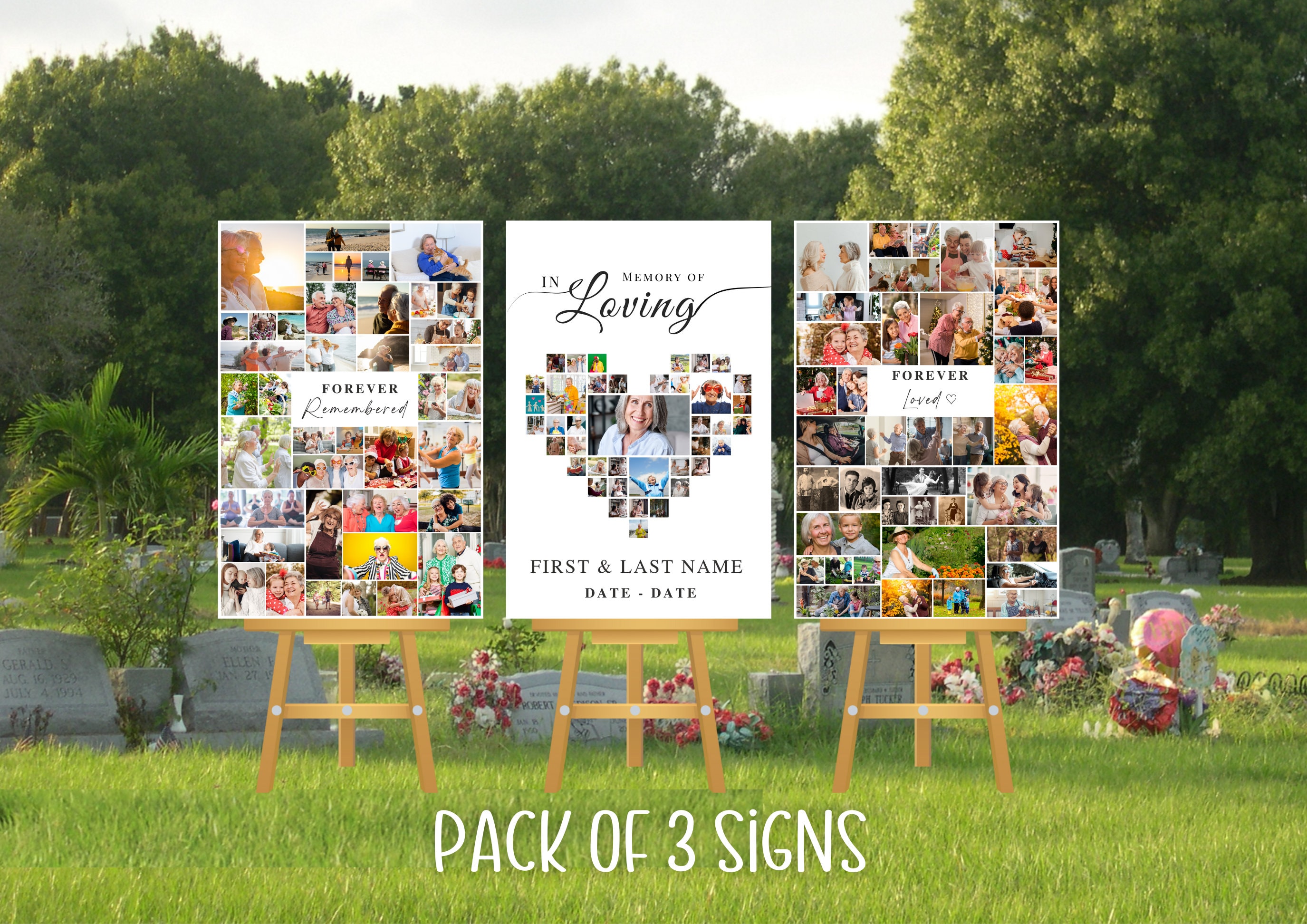 Photo Collage Memorial Sign, Digital Funeral Picture Board, Multiple ...