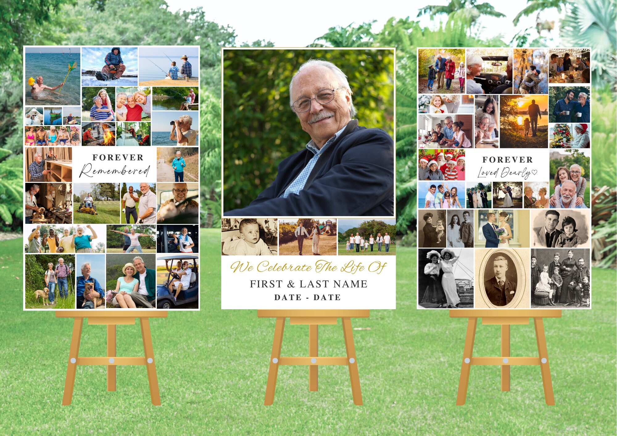 Funeral Photo Collage Sign, Memorial Grid Frame Template, DIY Funeral ...