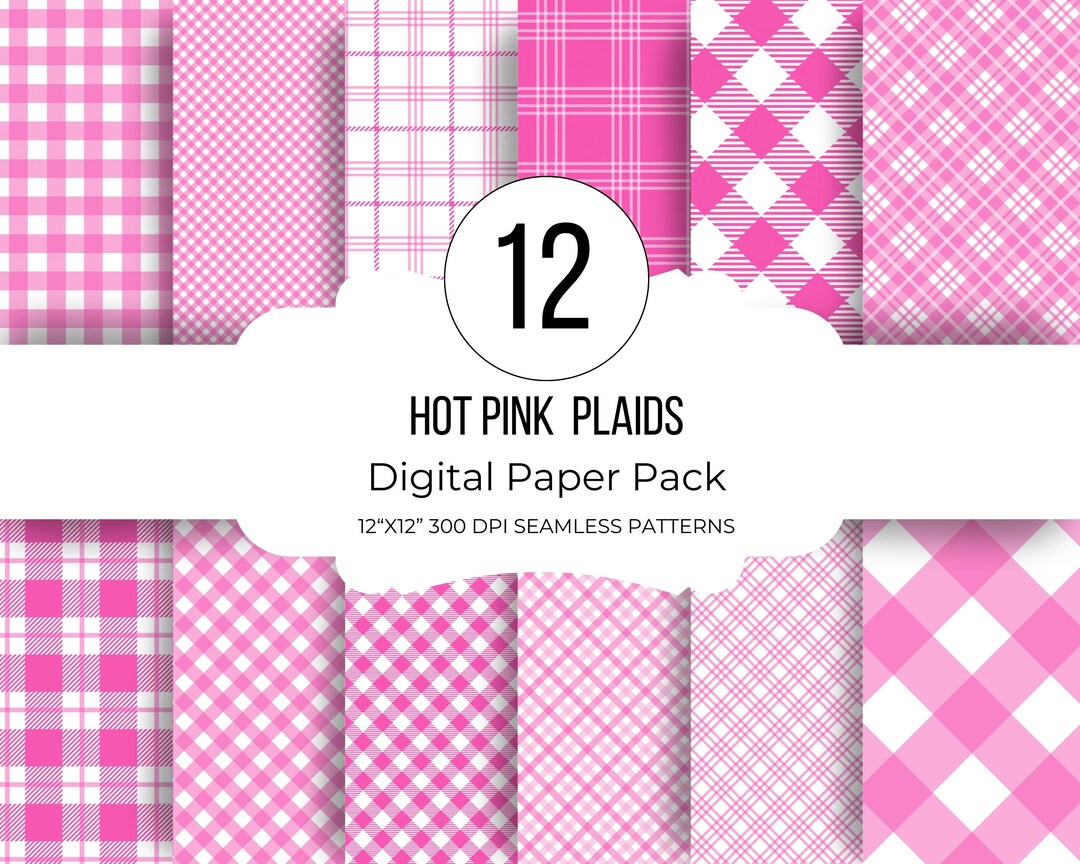 12 Hot Pink Plaid Seamless Pattern Digital Paper Background - Etsy