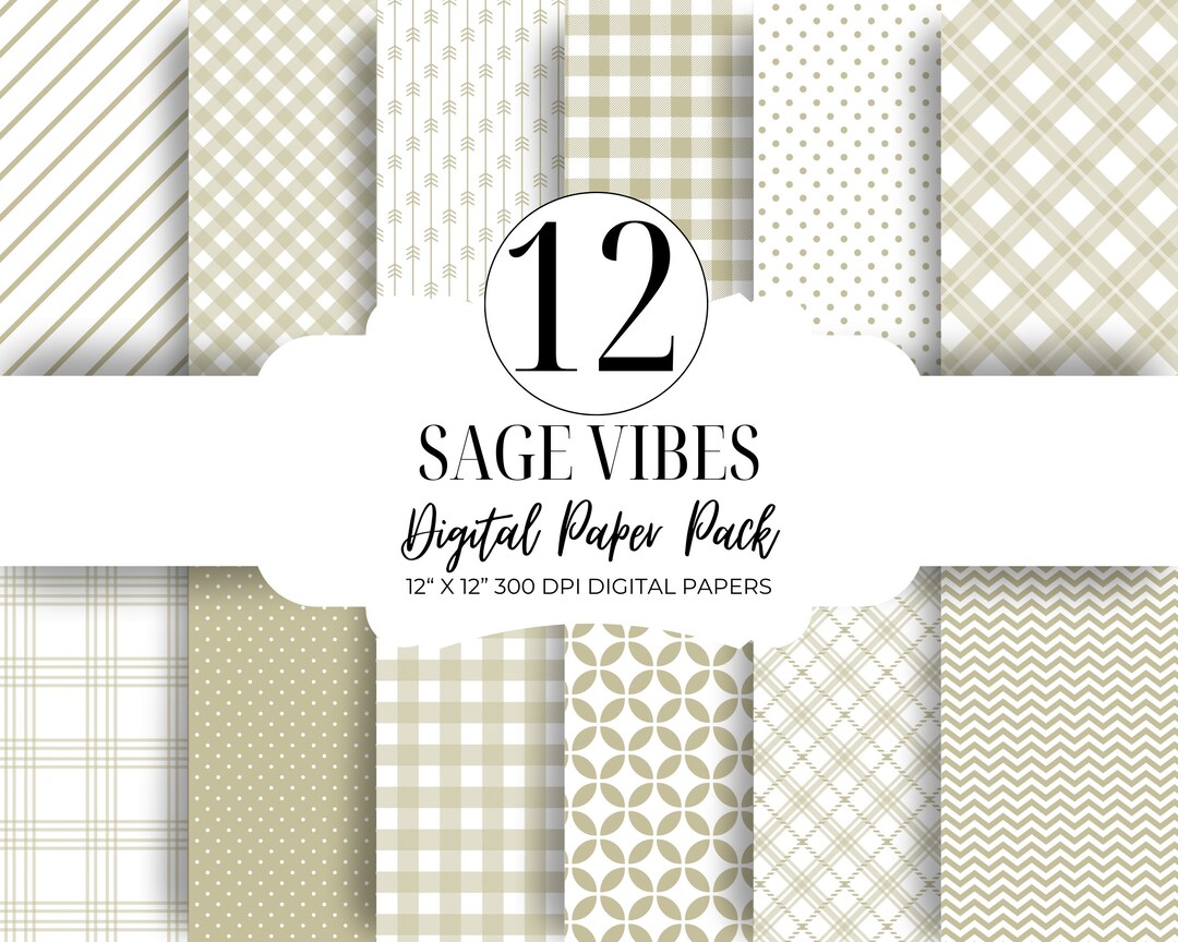 12 Sage Green | Instant Download | Seamless Pattern | Digital Paper ...