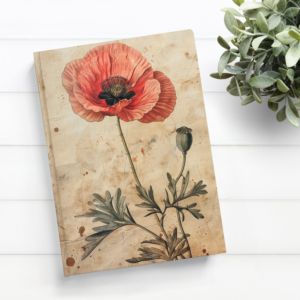 Vintage Poppy Junk Journal Digital Covers, Poppy Florals, 6 Digital ...