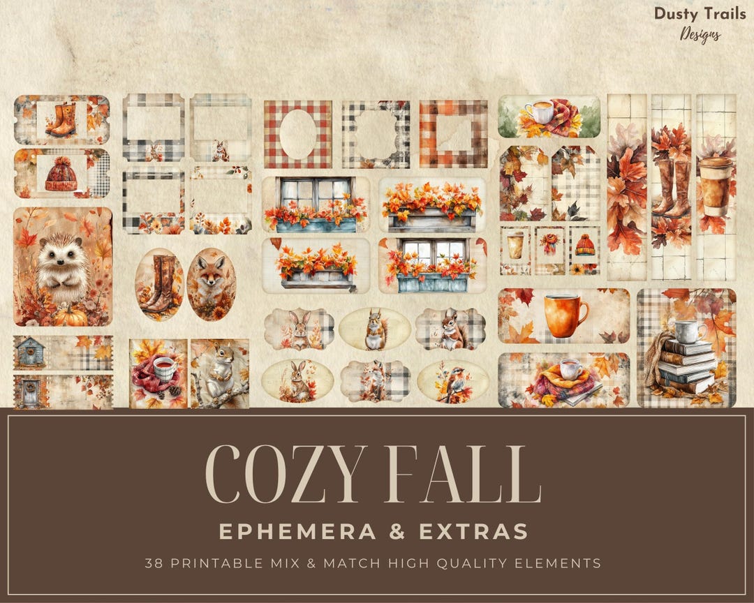 Cozy Fall Ephemera and Extras - 38 Piece Mix & Match Pocket, Fall ...