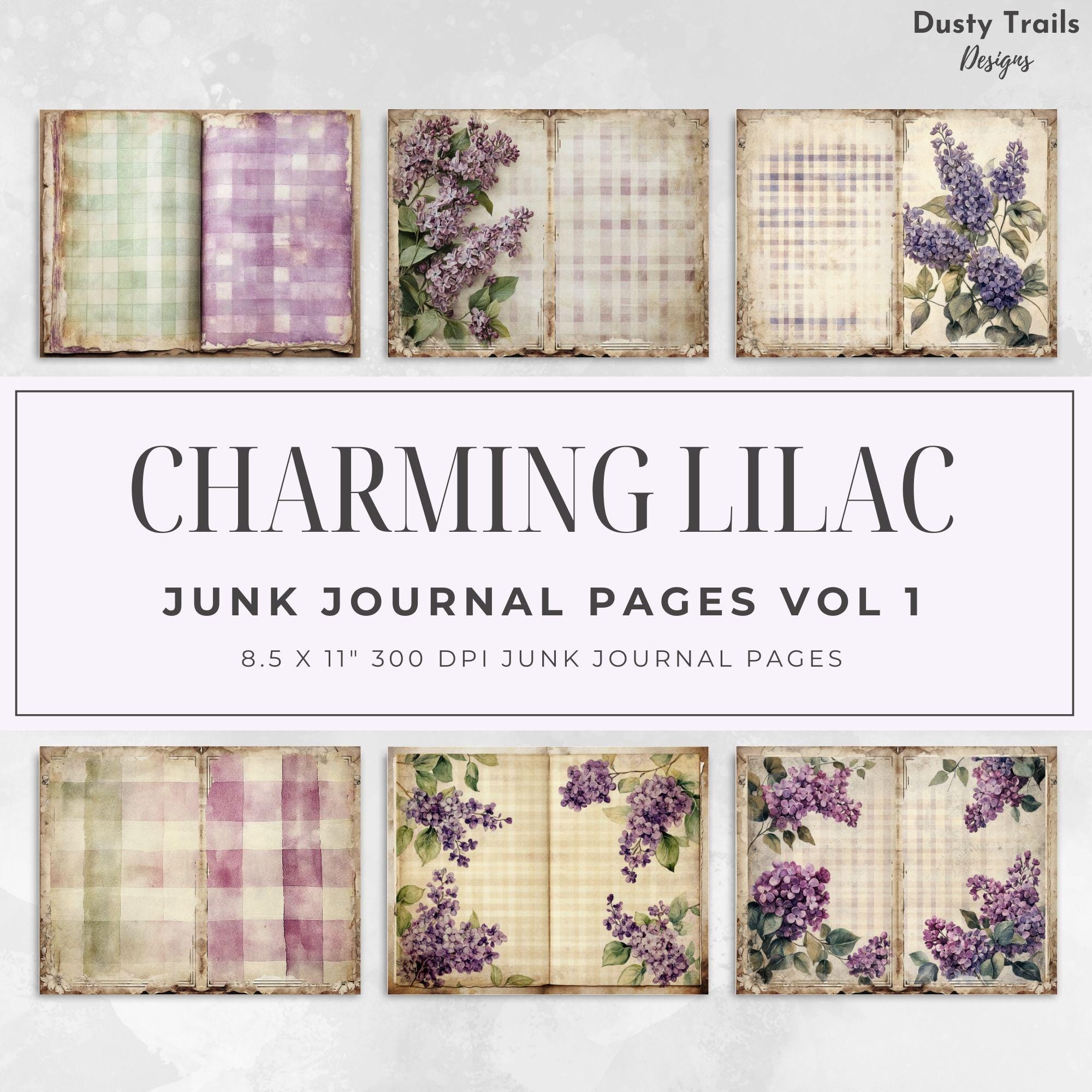 Charming Lilac Junk Journal Kit Vol 1 – 6 Botanical Printable Pages ...