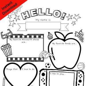 Printable Fun Icebreaker Activity for Kids, Back to School Introduction ...