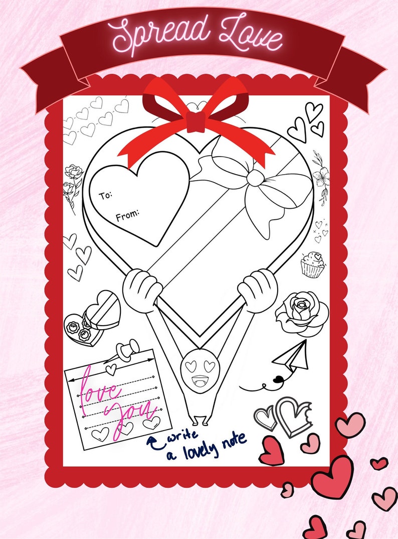 Printable Valentine Coloring Worksheet, Heart Letter Exercise, Cute ...