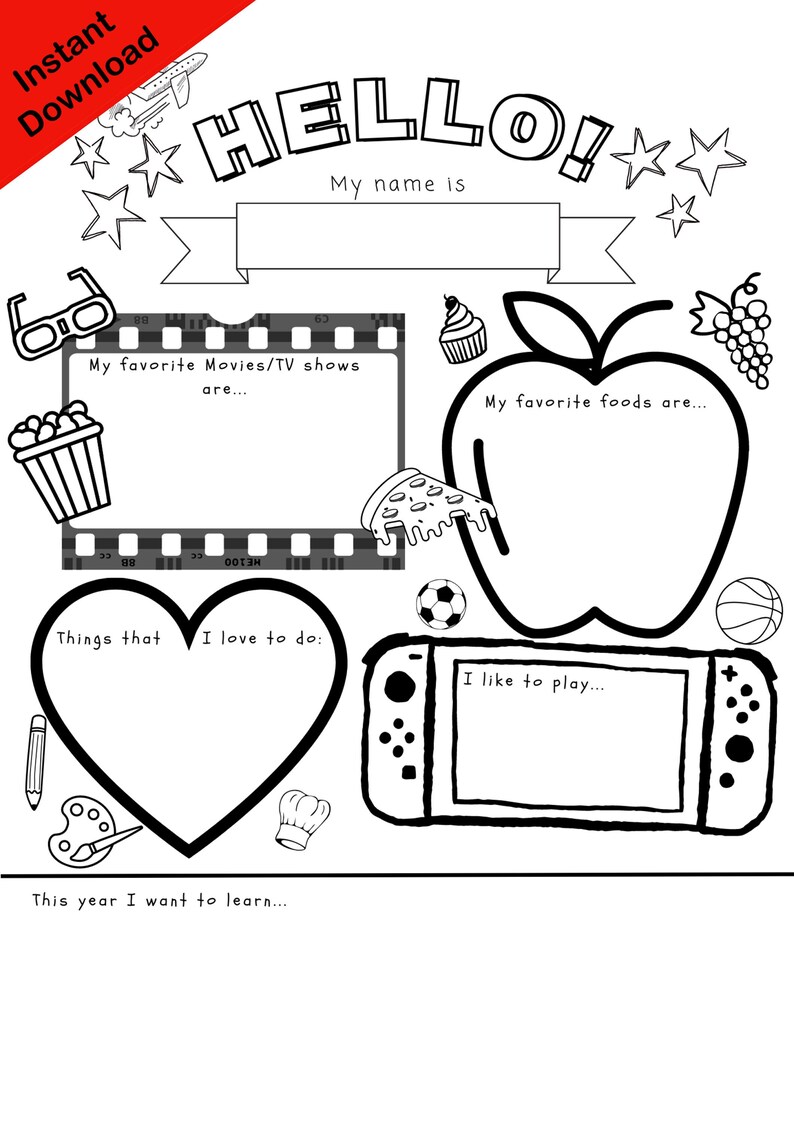 Printable Fun Icebreaker Activity for Kids, Back to School Introduction ...