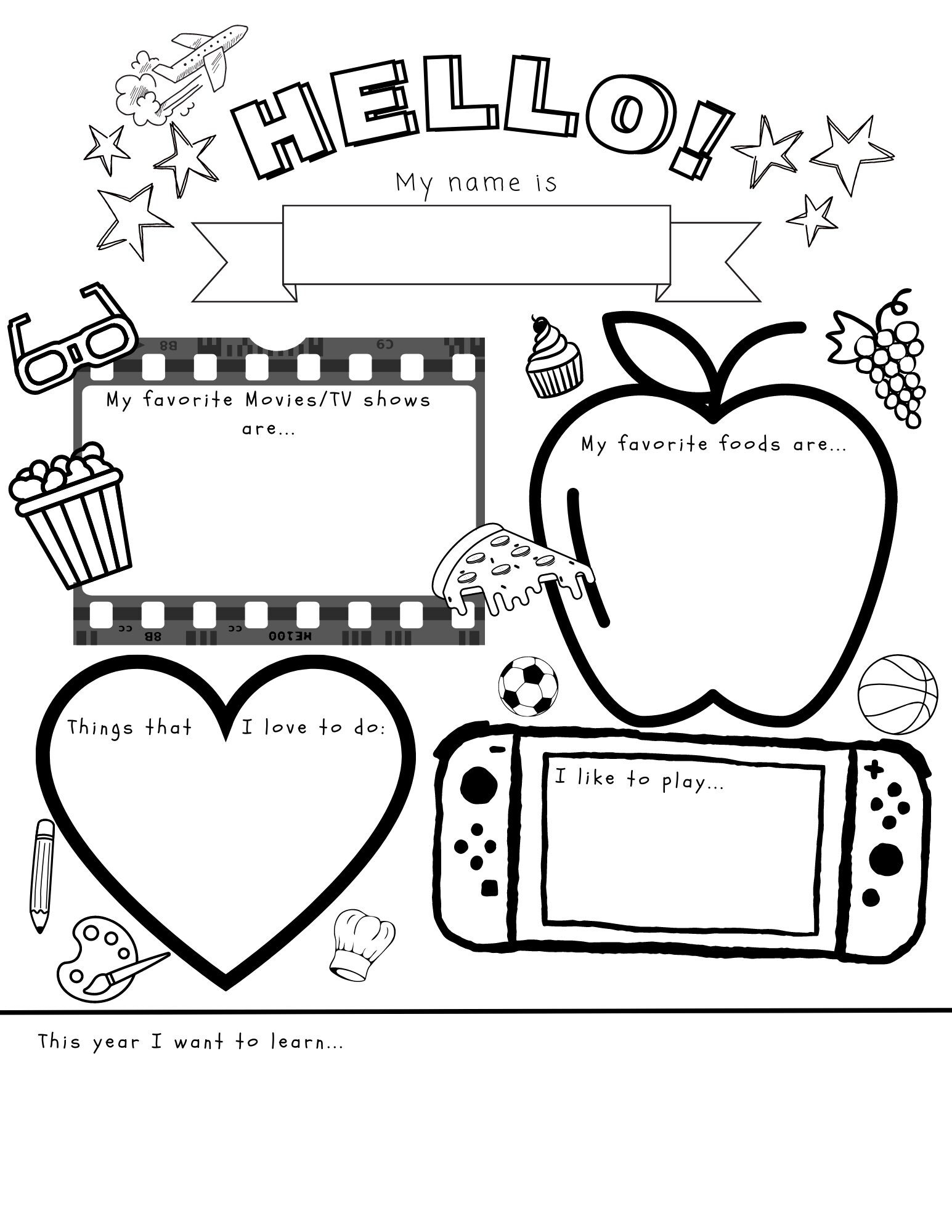 Printable Fun Icebreaker Activity for Kids, Back to School Introduction ...