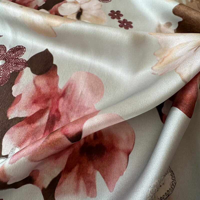 Floral Satin Fabric - Etsy