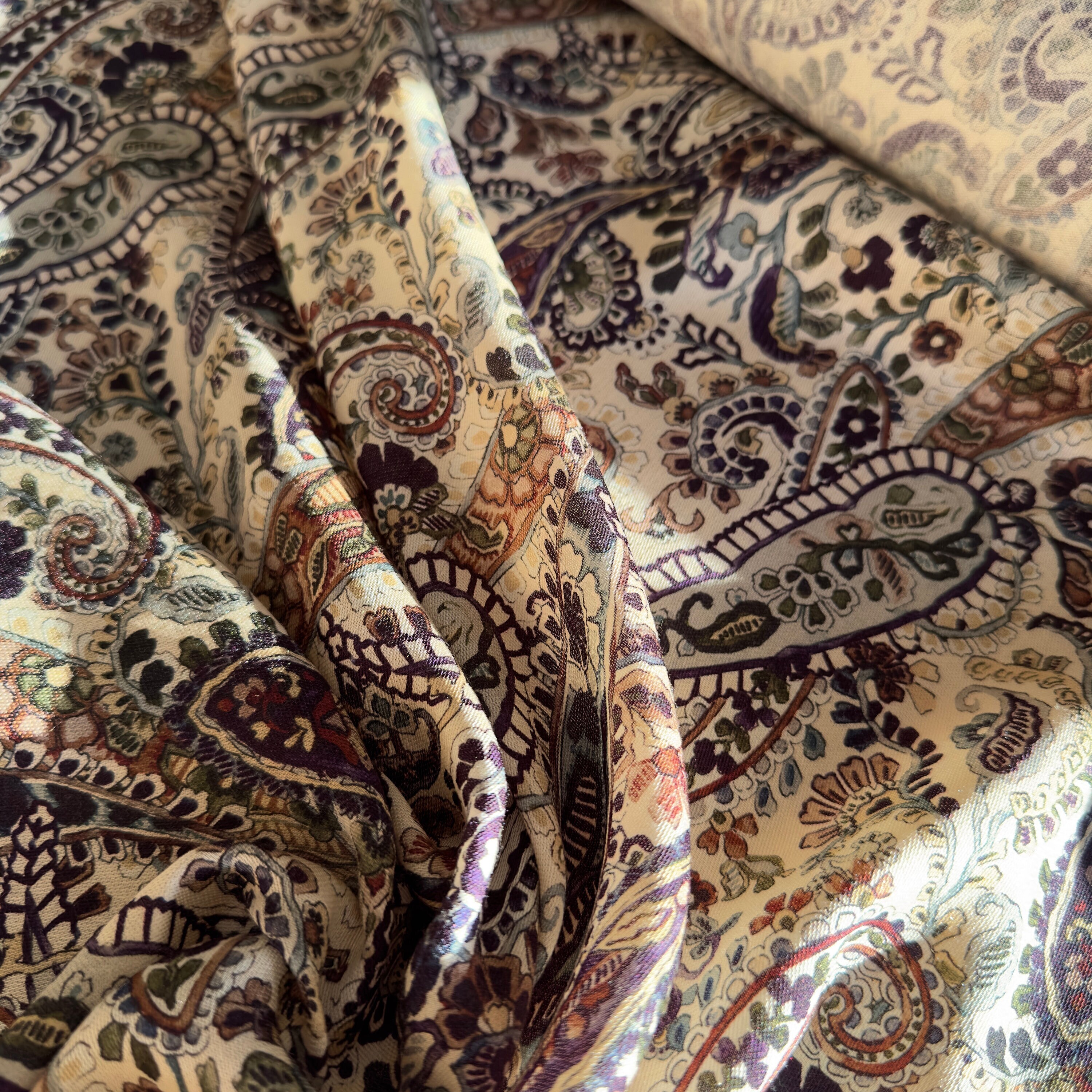 High-quality Italian Wool-silk Blend Fabric in a Paisley Pattern in ...