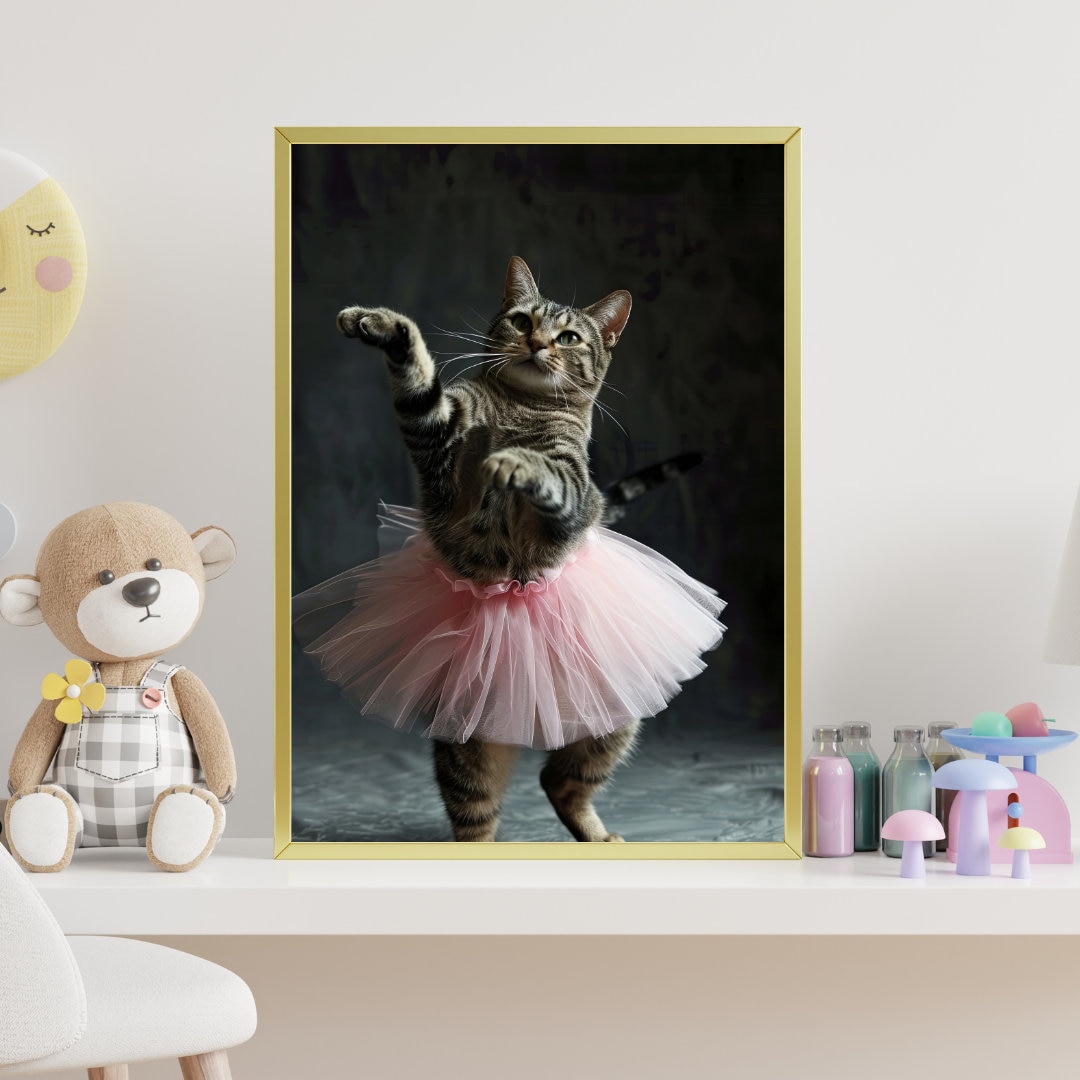Tabby Cat in a Tutu Poster / Wall Art for Kids Rooms - Etsy