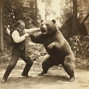 Teddy Roosevelt Boxing a Bear: Unique Digital Print for Classrooms ...