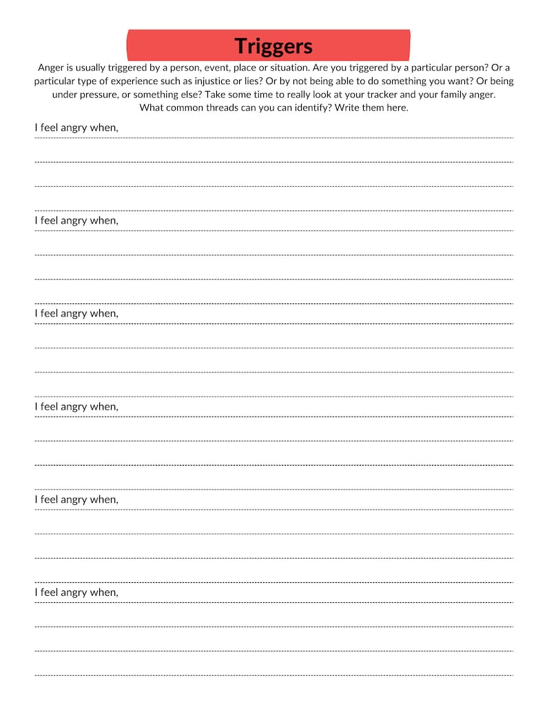 Anger Management Workbook - 30 Page Digital Download - Etsy