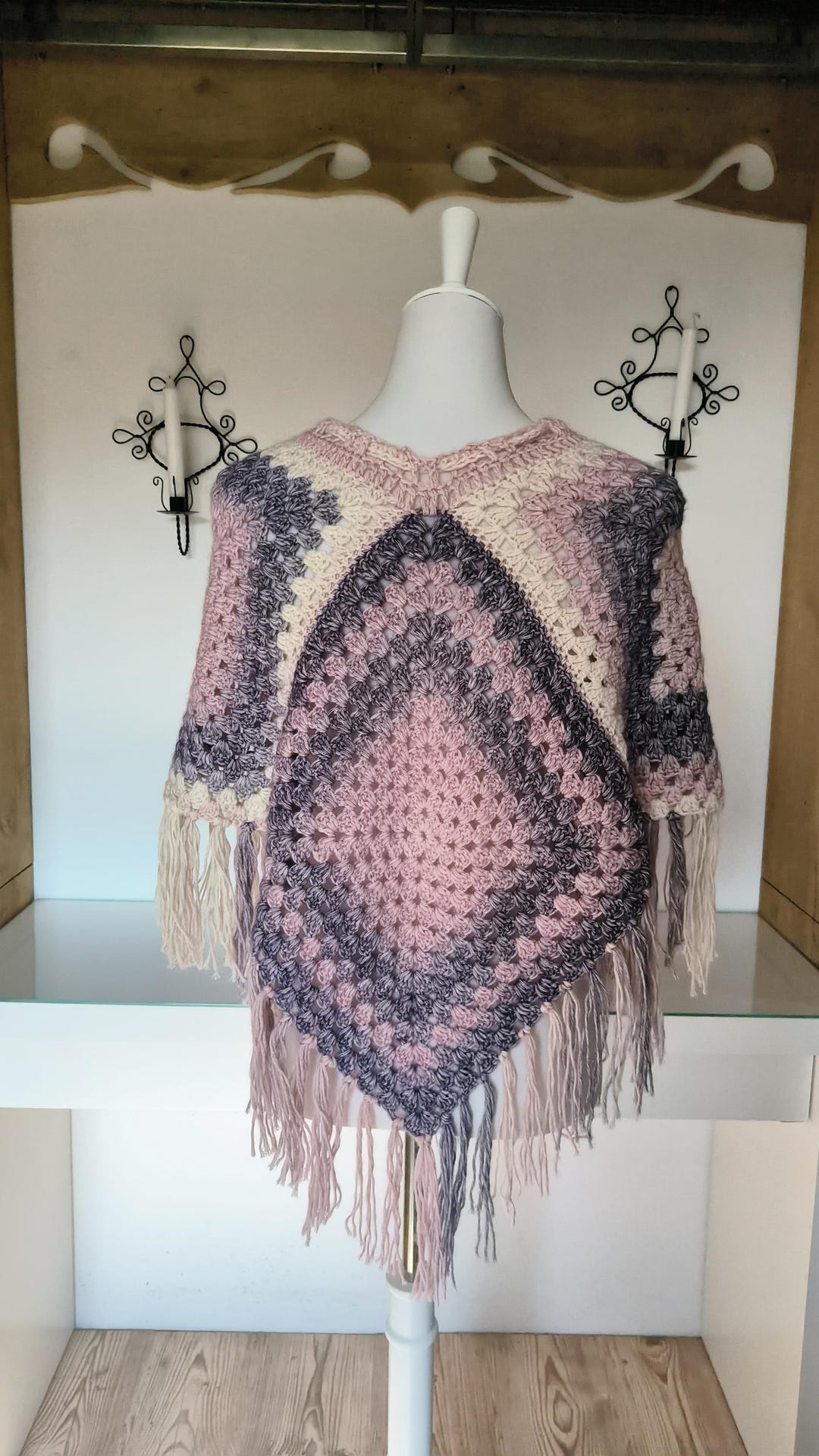 Poncho, Granny Square Poncho, Crocheted Poncho, Hippie Poncho, Unique ...