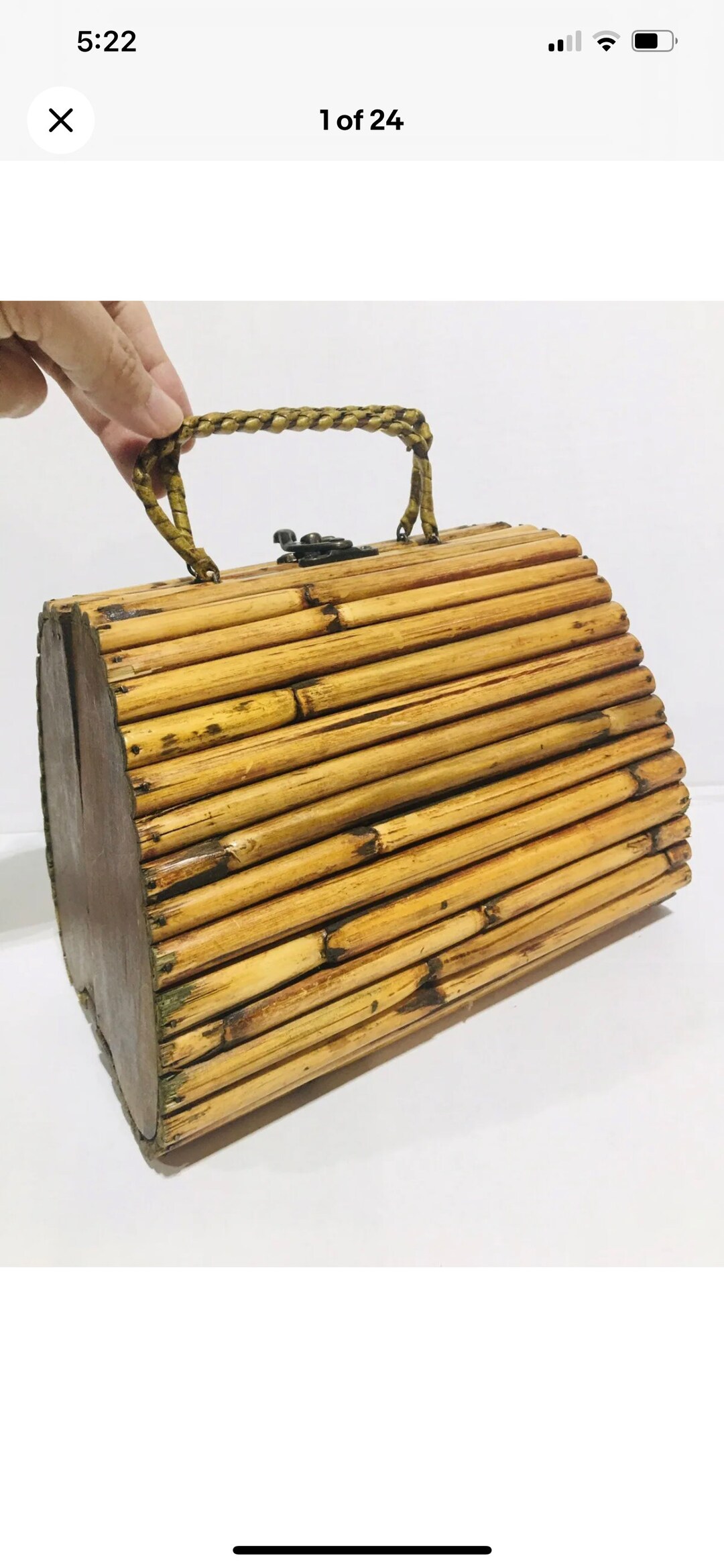 Vintage Wooden Bamboo Purse Hand Made Evening Handbag Brass Closure ...