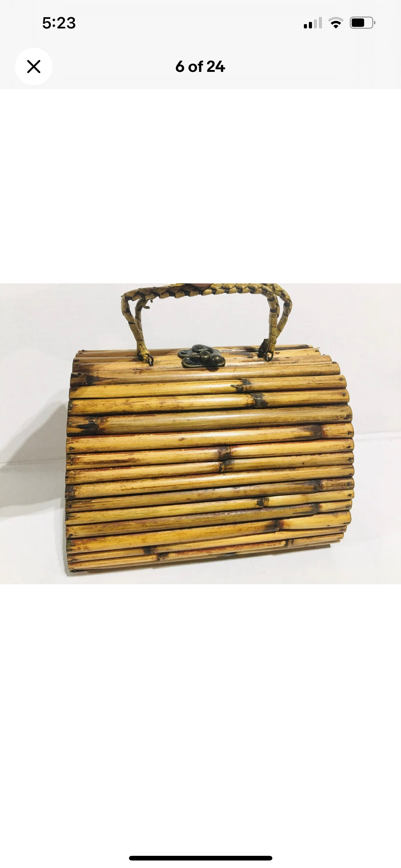 Vintage Wooden Bamboo Purse Hand Made Evening Handbag Brass Closure ...