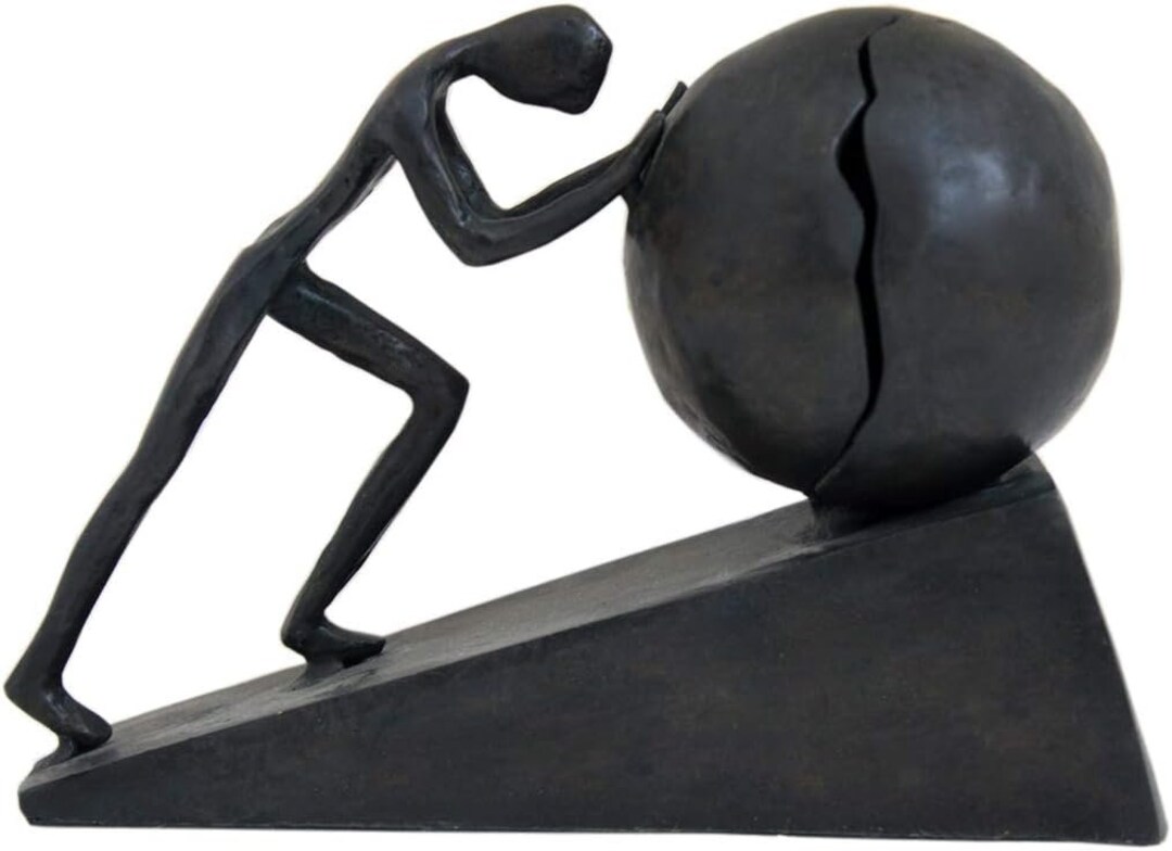 Briskfeel Man With Sphere Iron Statue Metal Sculpture - Etsy