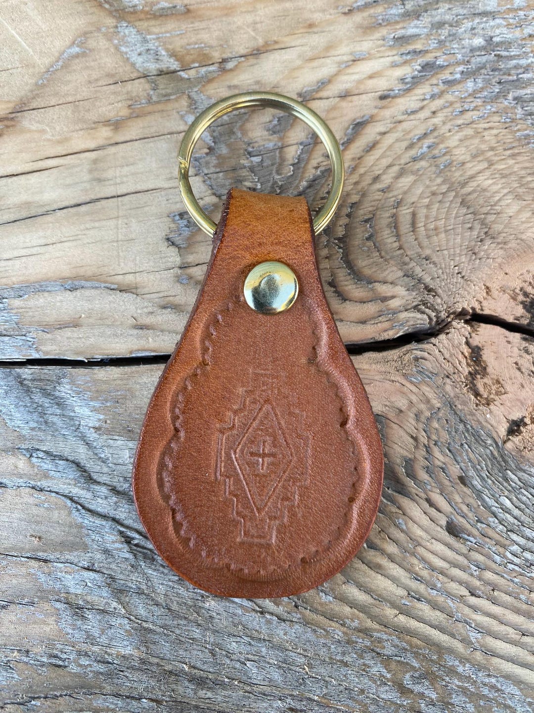 Leather Aztec Keychain - Etsy