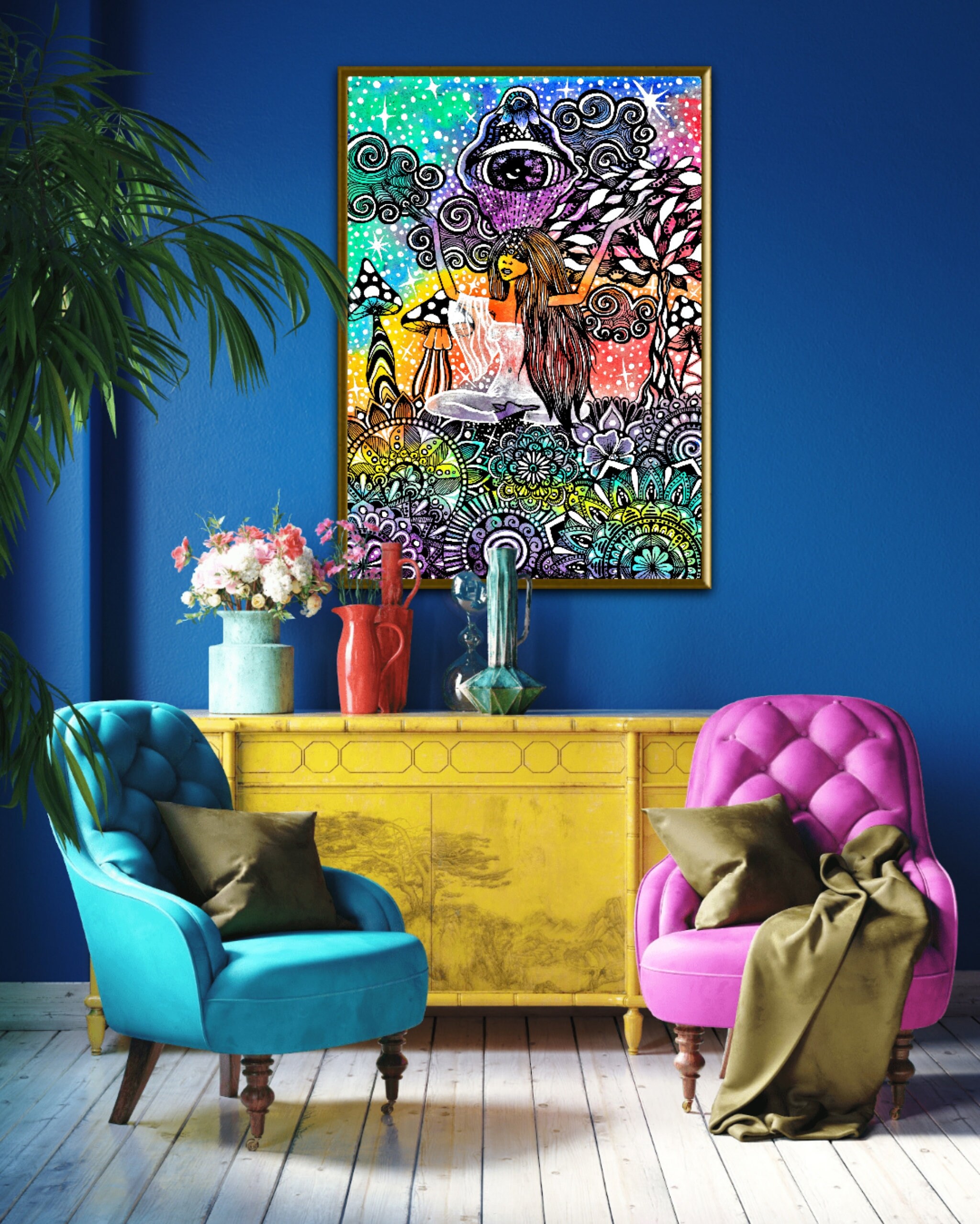 Acrylic Digital Printable Fine Art Poster Drawing Mandala Meditation ...