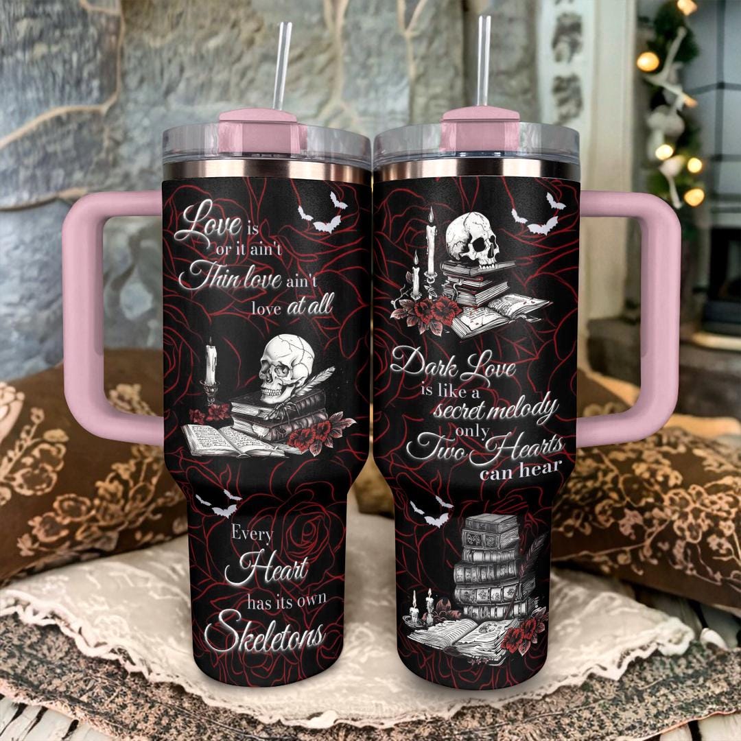 Skeleton and Books Girl 40oz Tumbler With Handle and Straw,librarian ...