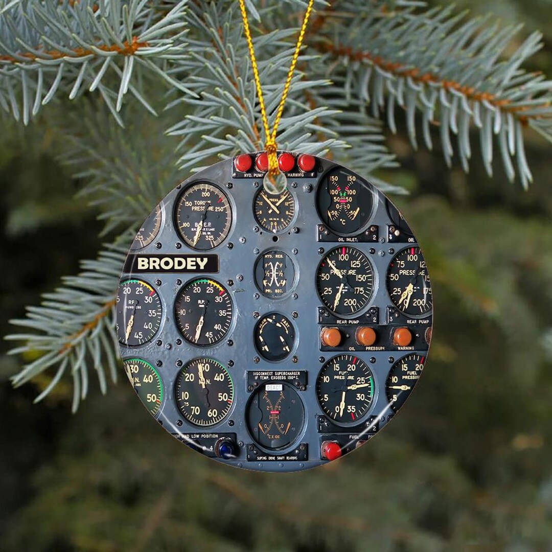 Personalized Flight Engineer Panel Christmas Ceramic Ornament, Airline ...
