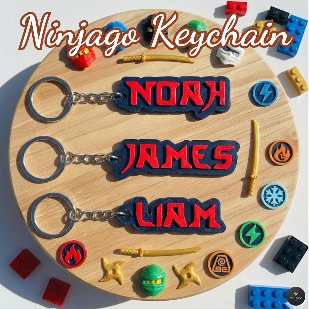 Custom Ninjago Name Keychain – Red Ninja Style – Kids Bag Tag - Etsy