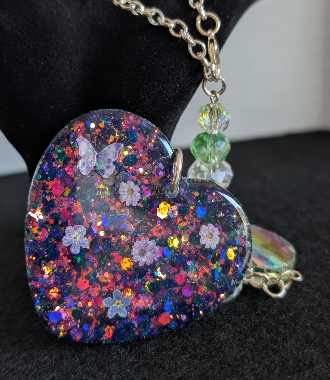 Heart Car Charm or Sun Catcher: Resin Rearview Mirror Bling With Lots ...