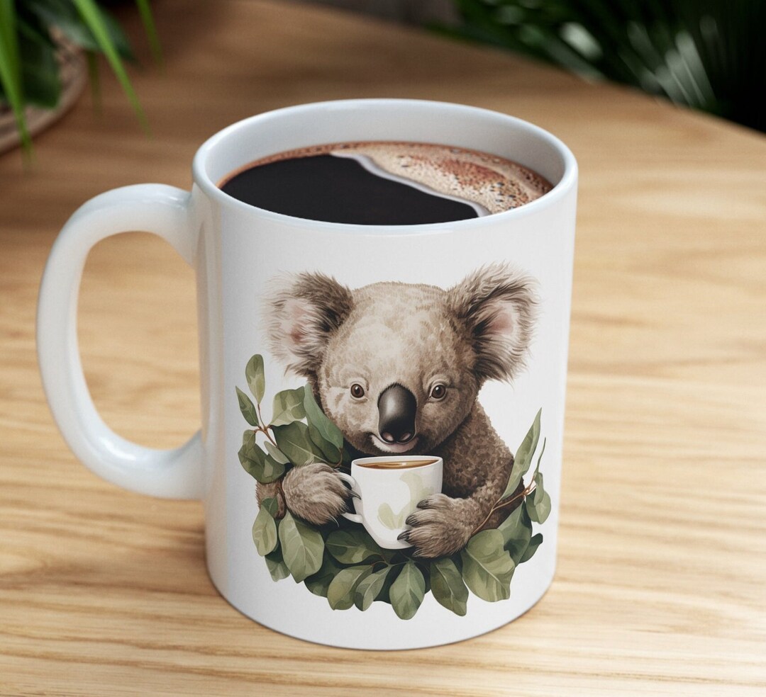 Koala Drinking Coffee Mug, Koala Mug, Funny Mug, Cute Koala, Gifts for ...