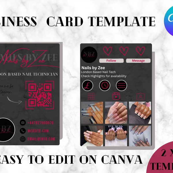 Nail Tech Business Cards With Qr Code - Etsy